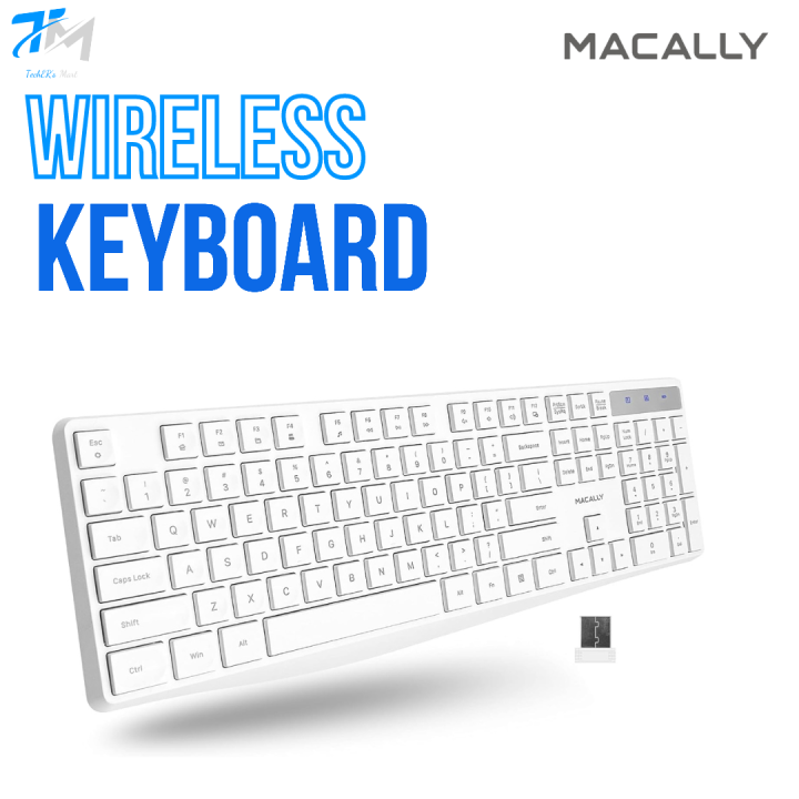 MacallyWhite Wireless Keyboard- Computer USB 2.4G Ergonomic Keyboard ...