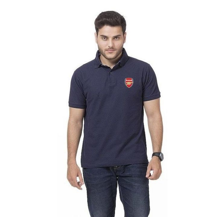 Navy Blue Arsenal Logo Printed Polo Shirt | Daraz.pk