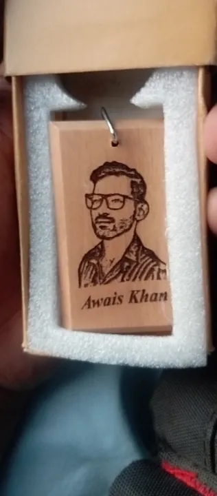Customized Laser engraving Wooden Keychain with Photo and Name | Daraz.pk