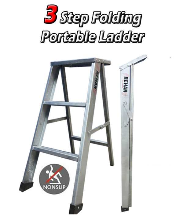3 Step Folding Ladder Non-slip Platform Stool Ladders three feet height ...