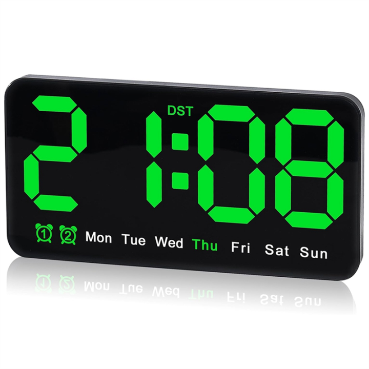 Digital Wall Clock,9.5 Inch,LED Alarm Clock with Big Digits,,Dual Alarm ...