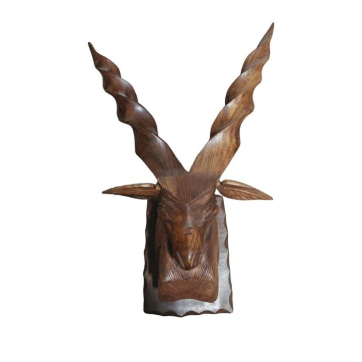 Markhor Wall Hanging, Wall Decoration Markhor Head, Wooden Markhor Head ...