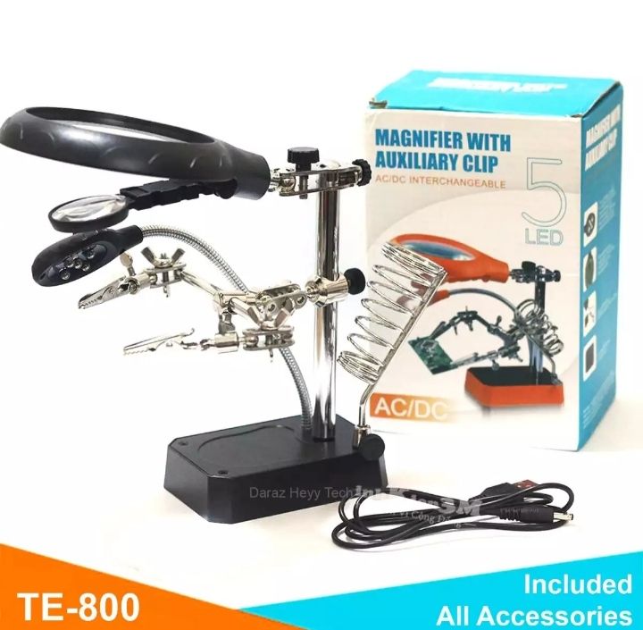 2.5X 7.5X 10X LED Soldering magnifying glass Illuminated Magnifier ...