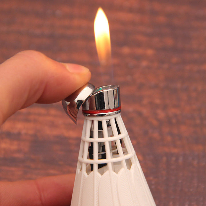 Creative White Ligh^ter Unisex Badminton Shuttle Open Flame G@s Ligh ...