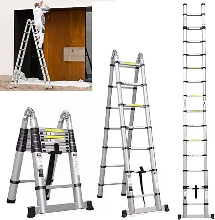 Straight Ladder 2.5M+2.5M Multifunction Folding Ladder Aluminum Ladder ...