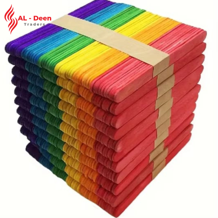Small Size Natural Wooden Colored Craft Sticks – Multicolor Ice Cream ...