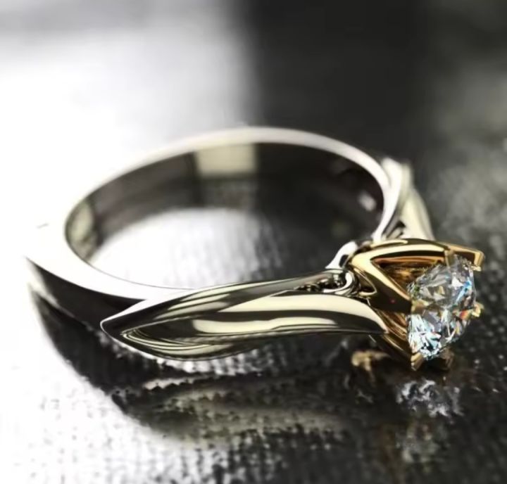 925 Sterling Queen Victoria Ring White Gold Plated Luxury Sparkling ...