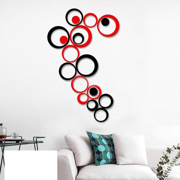 3D Wooden Wall Art Red and Block Ring design 3D Big Size Wall ...