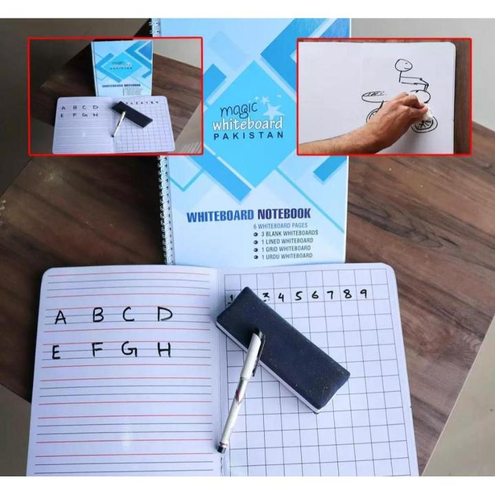 Pack of 3 Magic Whiteboard Spiral Note Book for Kids With Marker ...