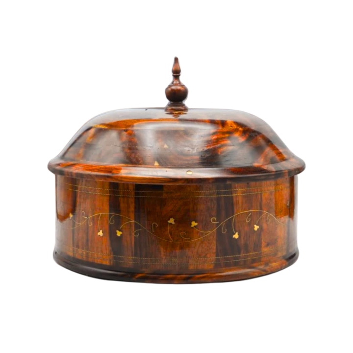 Premium Wooden Hotpot with Brass Art | Handmade Roti & Rice Hot Pot ...