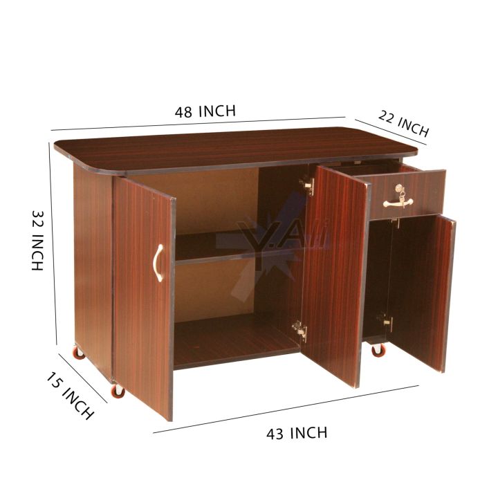 Brown - Is12 Large Wooden Sheet 3 Door one Drawer Iron stand - iron ...