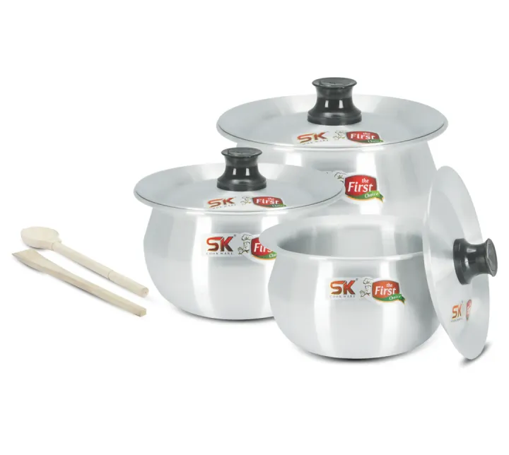 8 Pcs Winter Pateli Set – Silver Finish Casserole Cookware – Heavy ...