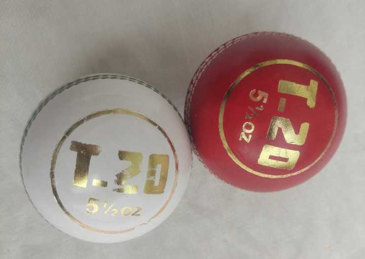 Pack of 2 Cricket Balls T-20 Cricket Hard Ball Real Leather Match Ball ...