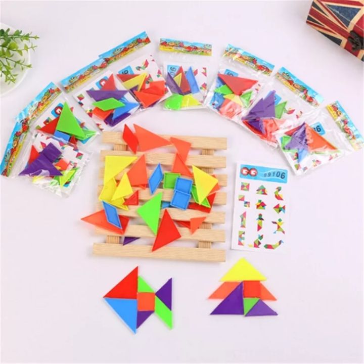 6 Set - 42 Pcs - Pattern Blocks Geometric Shapes Mini Plastic Tiles ...
