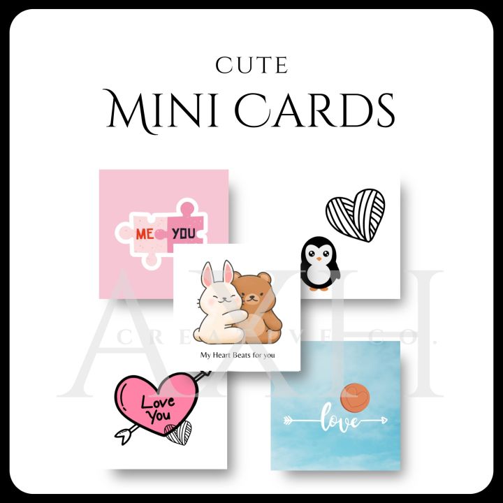 Cute Mini Cards | Set of 5 | 2x2 inches | Gift Cards | Mini Cards for ...