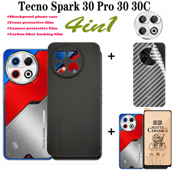 (4 in 1)Matte Black Phone Case For TECNO SPARK 30 PRO SPARK 30 30C ...