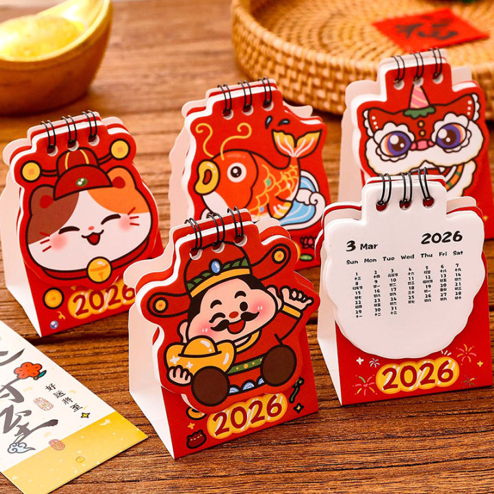 2026 Horse Year Mini Desk Calendar Cartoon Portable Coil Monthly ...