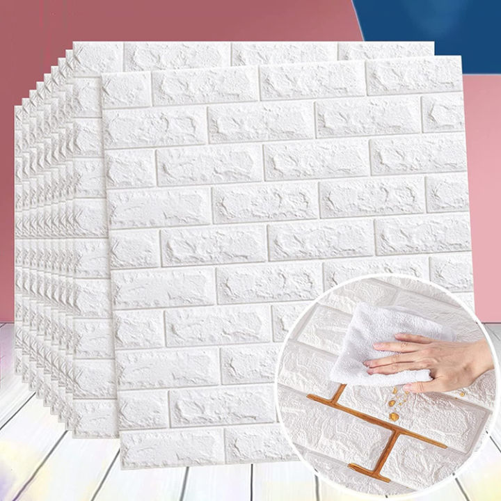 Modern 3D Brick Wallpaper Self Adhesive Waterproof Wall Panel Living ...