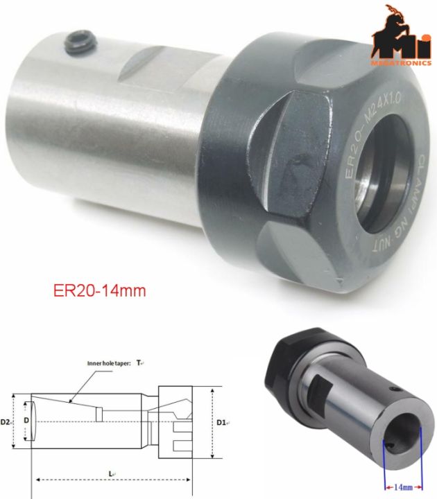 CNC spindle ER20 collet chuck motor extension rod inner hole 14MM ER20 ...