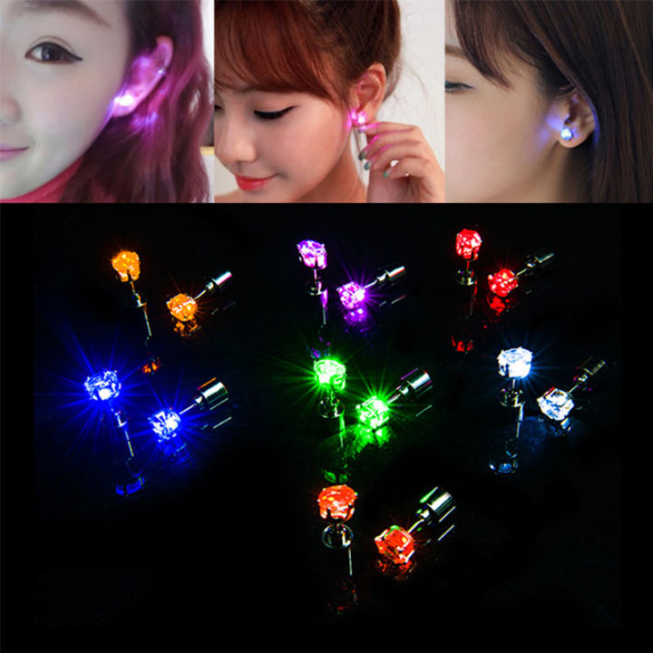 1Pc Flashing Light Stud Earring LED Light Stud Earring Bar Nightclub ...