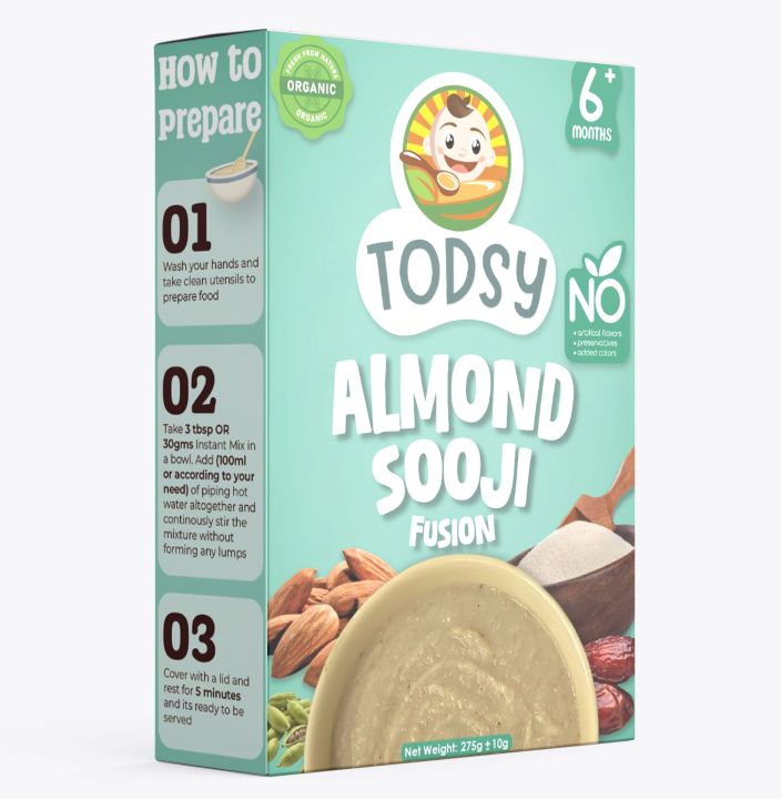 Baby Food - Baby Cereal - TODSY CEREAL - Almond Sooji Fusion 275g - 6+ Months | Daraz.pk