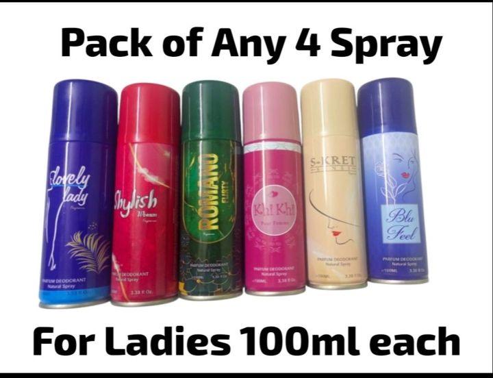 Pack of 4 Women Body Spray 100ml each | Daraz.pk