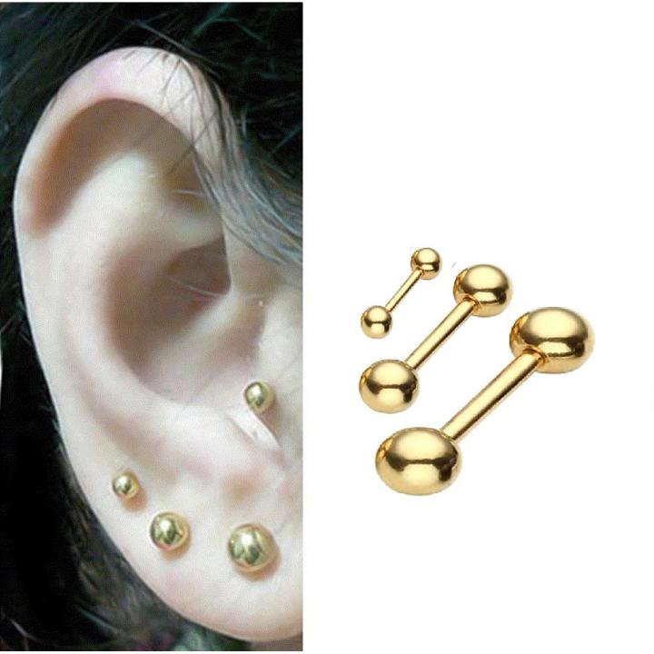 3 Pieces Steel Ear Plug PIERCING Barbell Cartilage Ear Jewelry | Daraz.pk