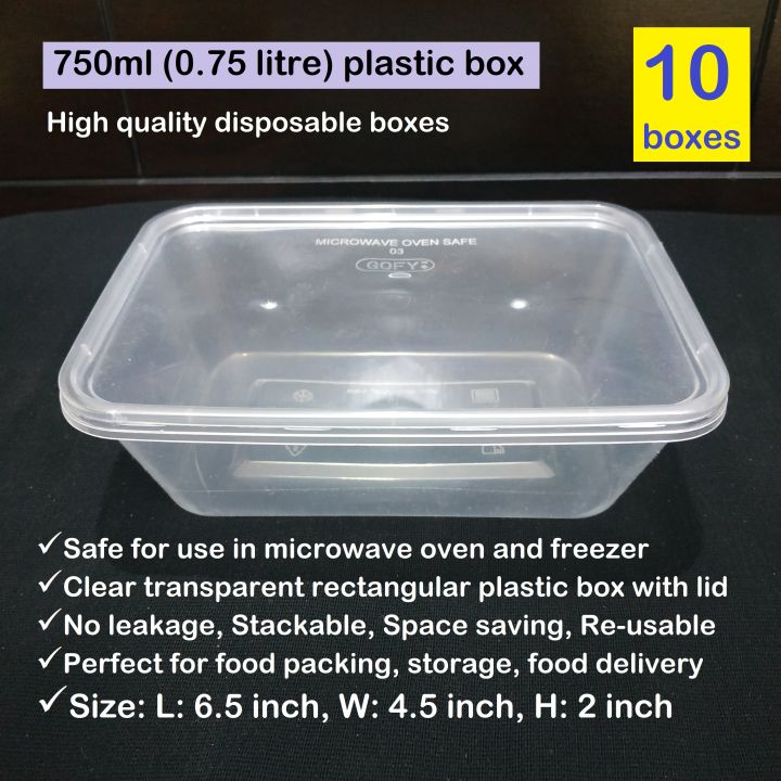 10 boxes of 750ml plastic disposable box with lid | Daraz.pk