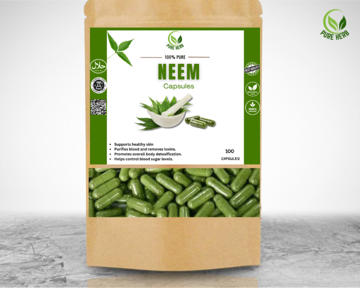 Neem Capsules – 100 Count | 100% Pure Neem Powder Capsules | Herbal ...