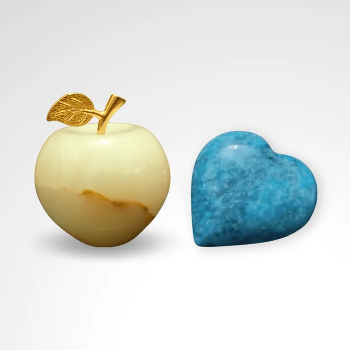 VintGold Decorative Marble Apple with Marble Heart Set for decoration ...