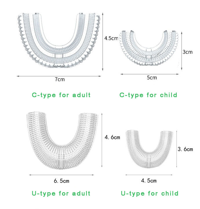 U Shape C Type Silicone Replacement Brush Head for Electric Toothbrush ...