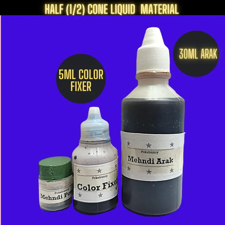 liquid mehndi material for applicator. fresh 30ml henna araq, 5ml color ...