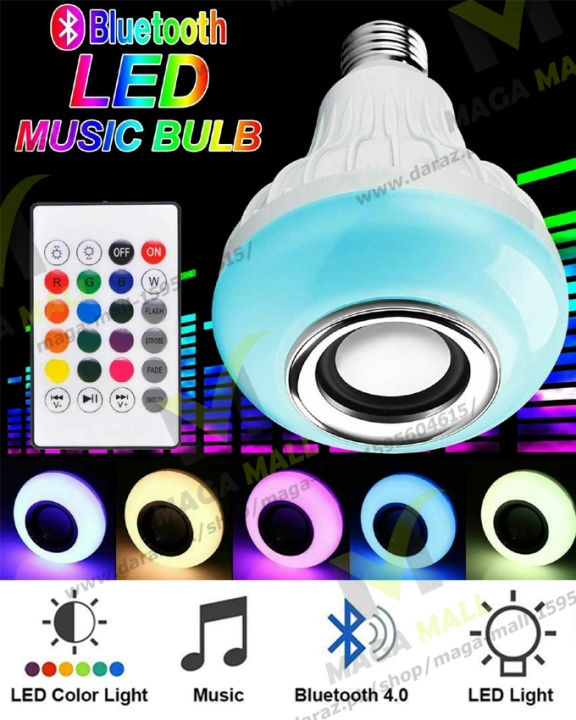 Speaker Bulb RGB Light Wireless Bluetooth Speaker E27 16 Color 12W ...
