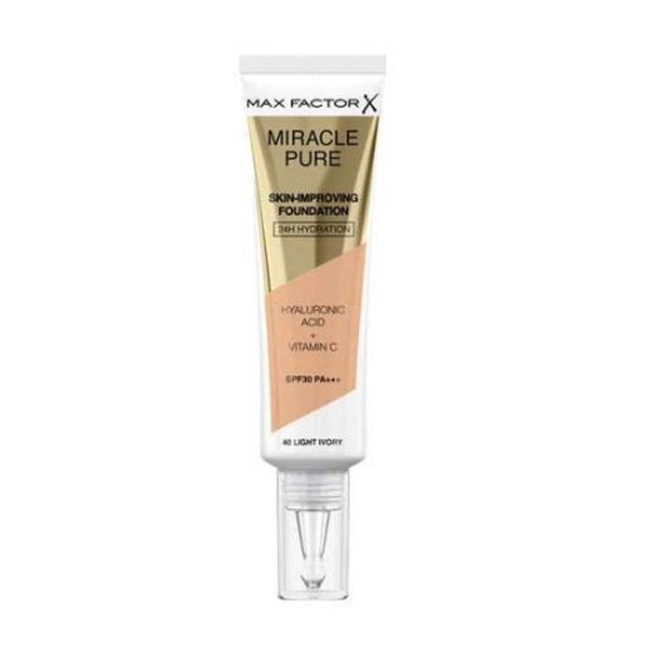 Max Factor Miracle Pure Skin Improving Foundation 40 Light Ivory ...