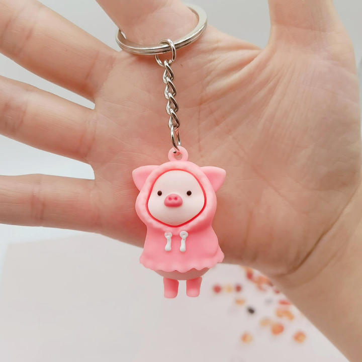 Cartoon Raincoat Keychain Small Girls Women Raincoat Key Ring Milk ...
