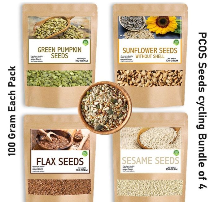 PCOS Seed Cycle kit for PCOS 100 grams each - Pumpkin | Sesame ...