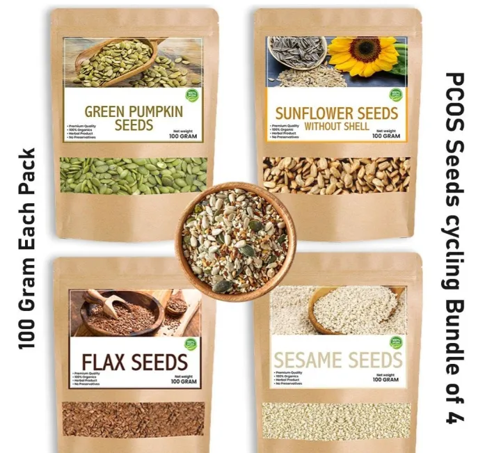 PCOS Seed Cycle kit for PCOS 100 grams each - Pumpkin | Sesame ...
