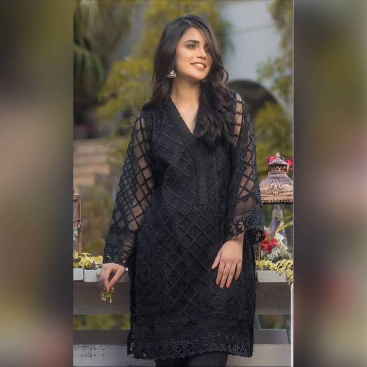 Royal Blue Embroidered frock Unstitched FL-02 | Daraz.pk