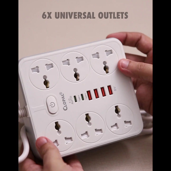 Multi Power Sockets with Safety Locks with 2 Type-C & 4 USB Ports ...