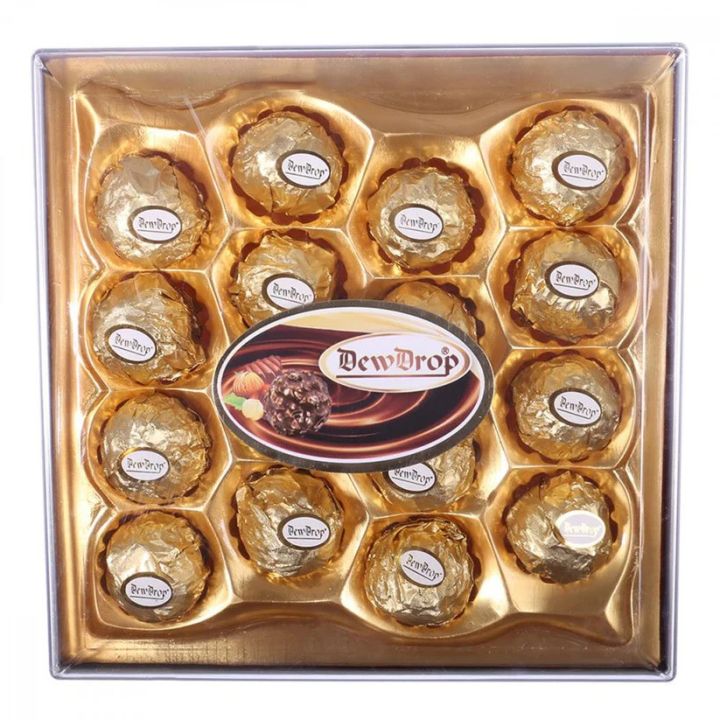 DEW DROP Peanut Chocolate Square Golden - 16 Pieces (200g) | Daraz.pk