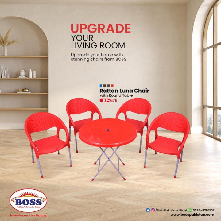 Boss Chair BP-676 Steel Plastic Luna Rattan Chair With Arms (Pack of 4 ...