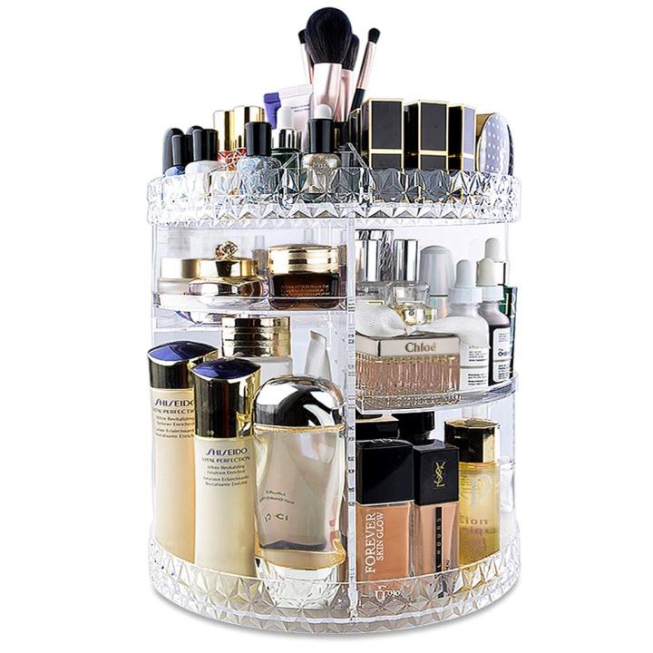z.m 360 Degree Rotating Makeup Storage Rack Height Adjustable Cosmetics ...