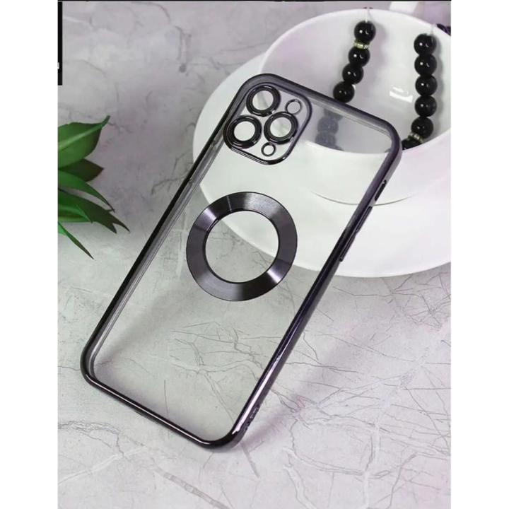 IPHONE 13 PRO MAX RING CASE LOGO HOLE TRANSPARENT CASE | Daraz.pk