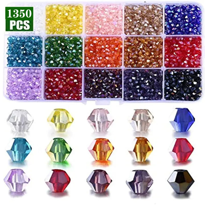 3 4 6mm Bicone Crystal Beads Box Multi-faceted Irregular Glass Bead Set ...