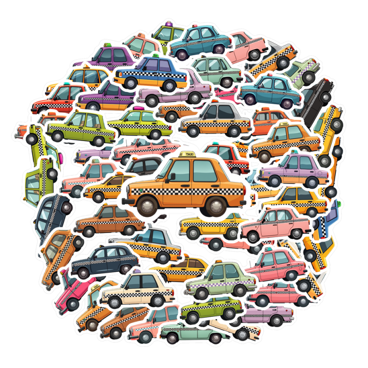 Colorful Taxi Stickers Vibrant Car Stickers Retro Iconic Vehicle Decals ...
