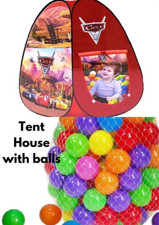 Car Tent House With 100 Balls For Kids Red Color Car Play Tent House ...
