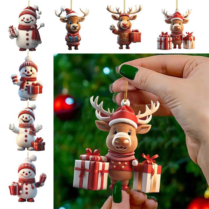 Gift Multicolor Christmas Decorations Cartoon Snowman Deer Acrylic ...