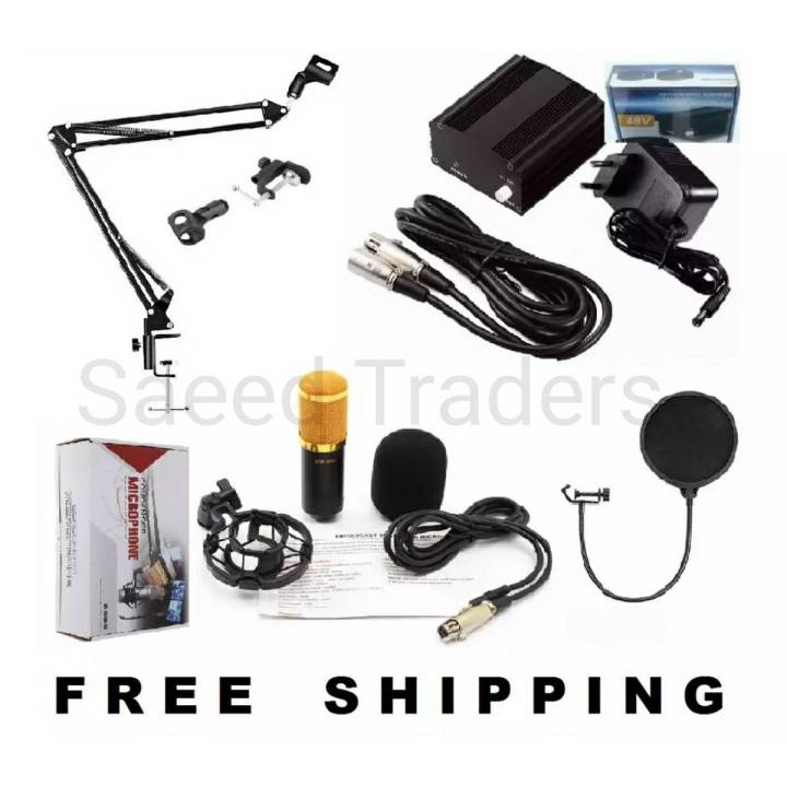 Bm 800 Condensor Microphone Complete Kit - with Pop Filter, Arm Scissor ...
