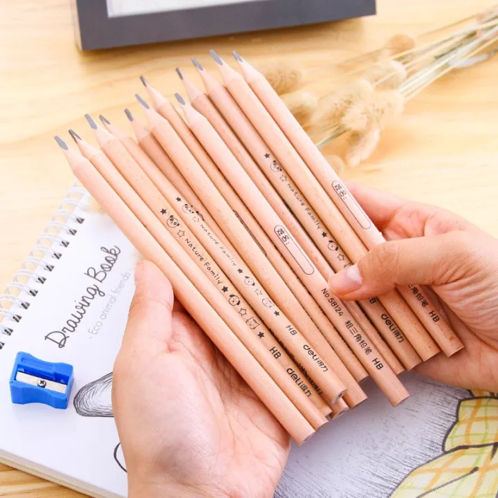 Deli Writing Pencils for School 1 Box(6PCS+ Sharpener) HB Jumbo ...