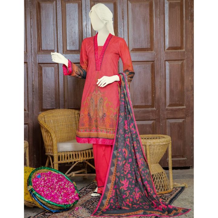Junaid Jamshed Red The Eid Edit '21 - II 2 Piece Unstitched Suit for ...
